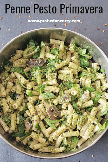 Penne Pesto Primavera - Profusion Curry