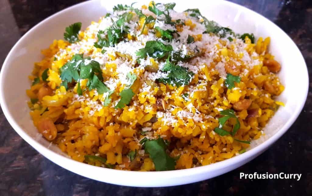 Pohe ( Poha ) Recipe - Indian Savory Vegan Breakfast - Profusion Curry